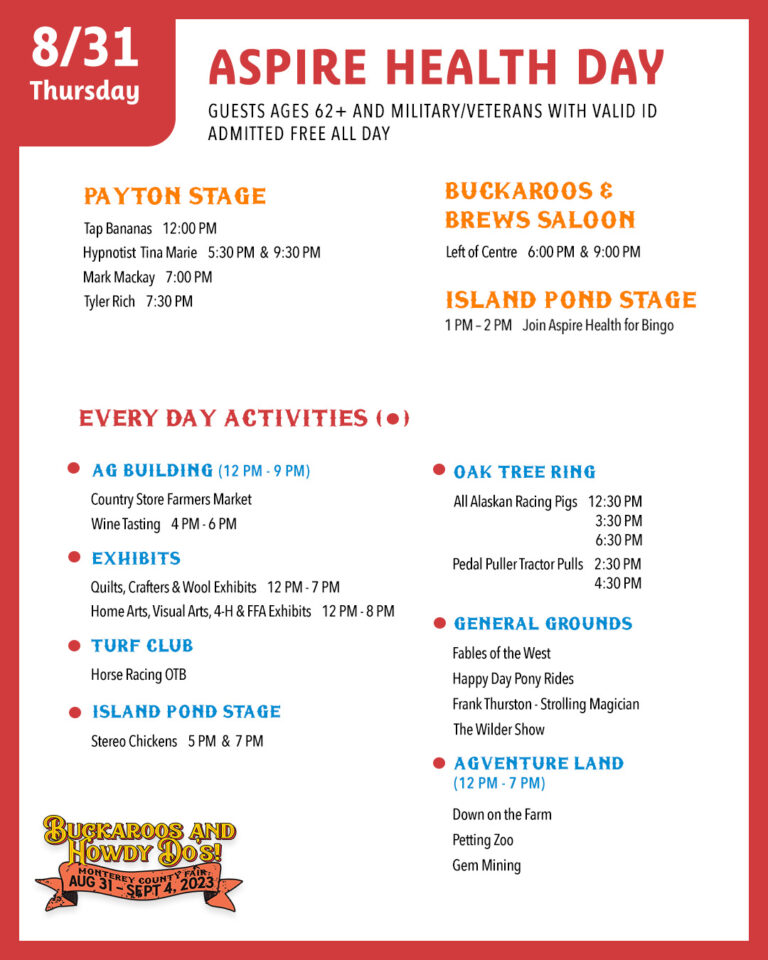 Daily Schedules - Monterey County Fairgrounds